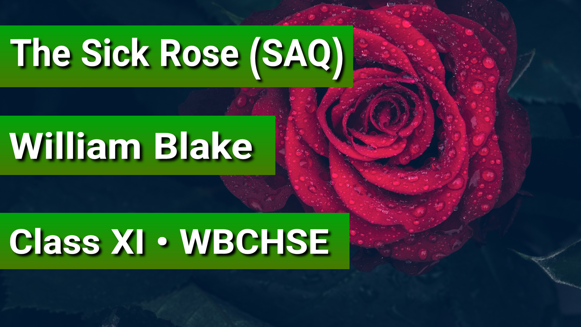  The Sick Rose By William Blake S A Q Short Answer Type ions 